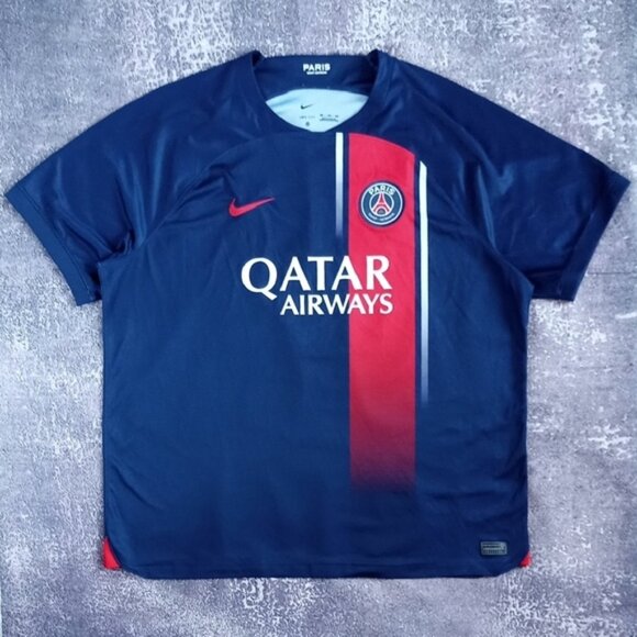 Nike | Shirts | 223 Nike Psg Blue And Red Soccer Jersey Drifit Xxl ...